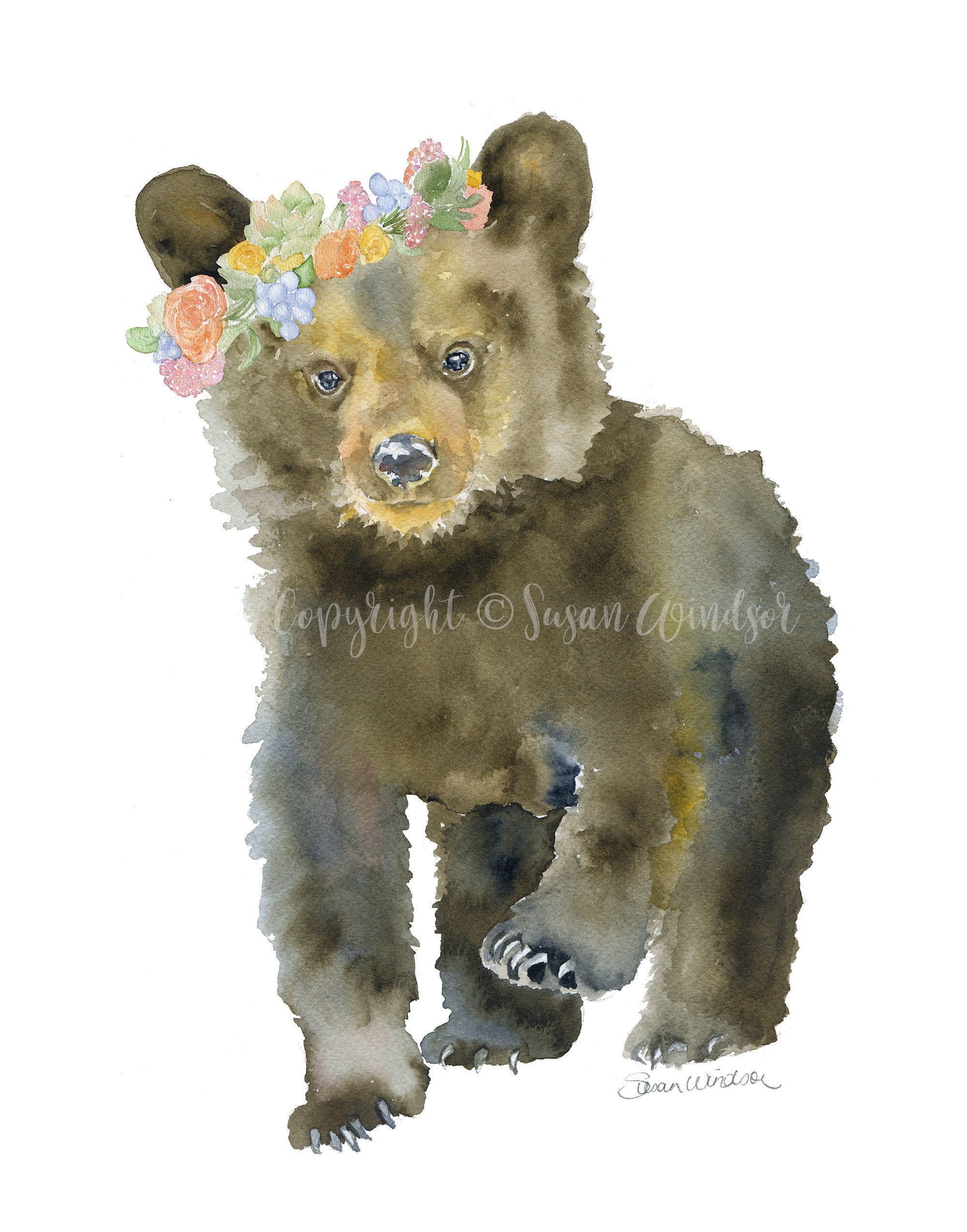 Woodland Animal Floral Watercolor Art Prints Set of 4 | Etsy