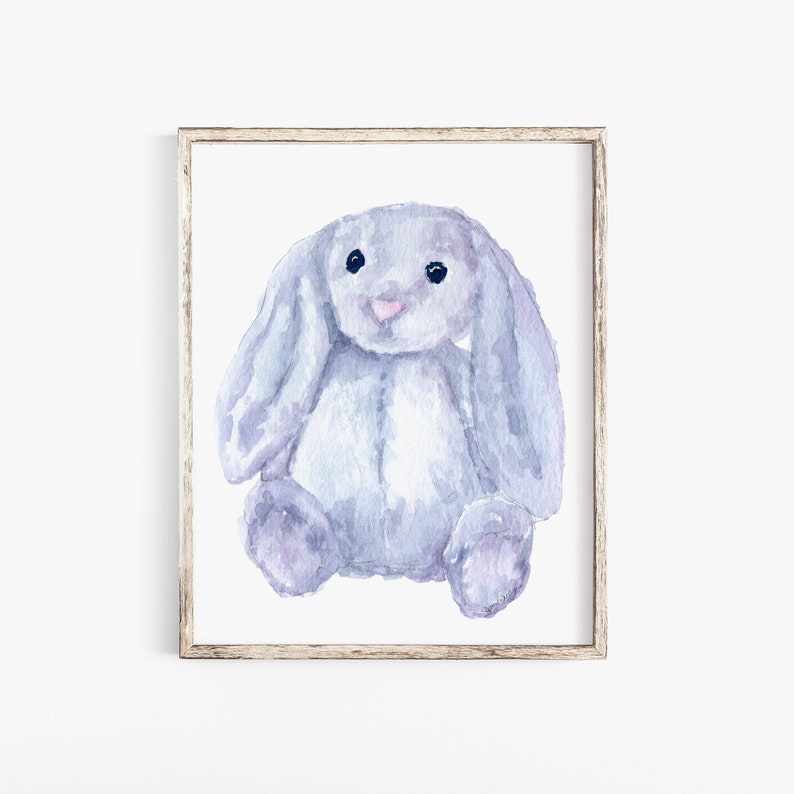 Bunny Rabbit Stuffed Animal Watercolor Painting Giclee - Etsy