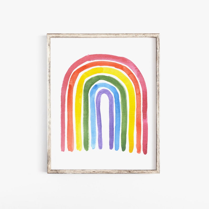 Rainbow Watercolor Large Poster Print - Etsy