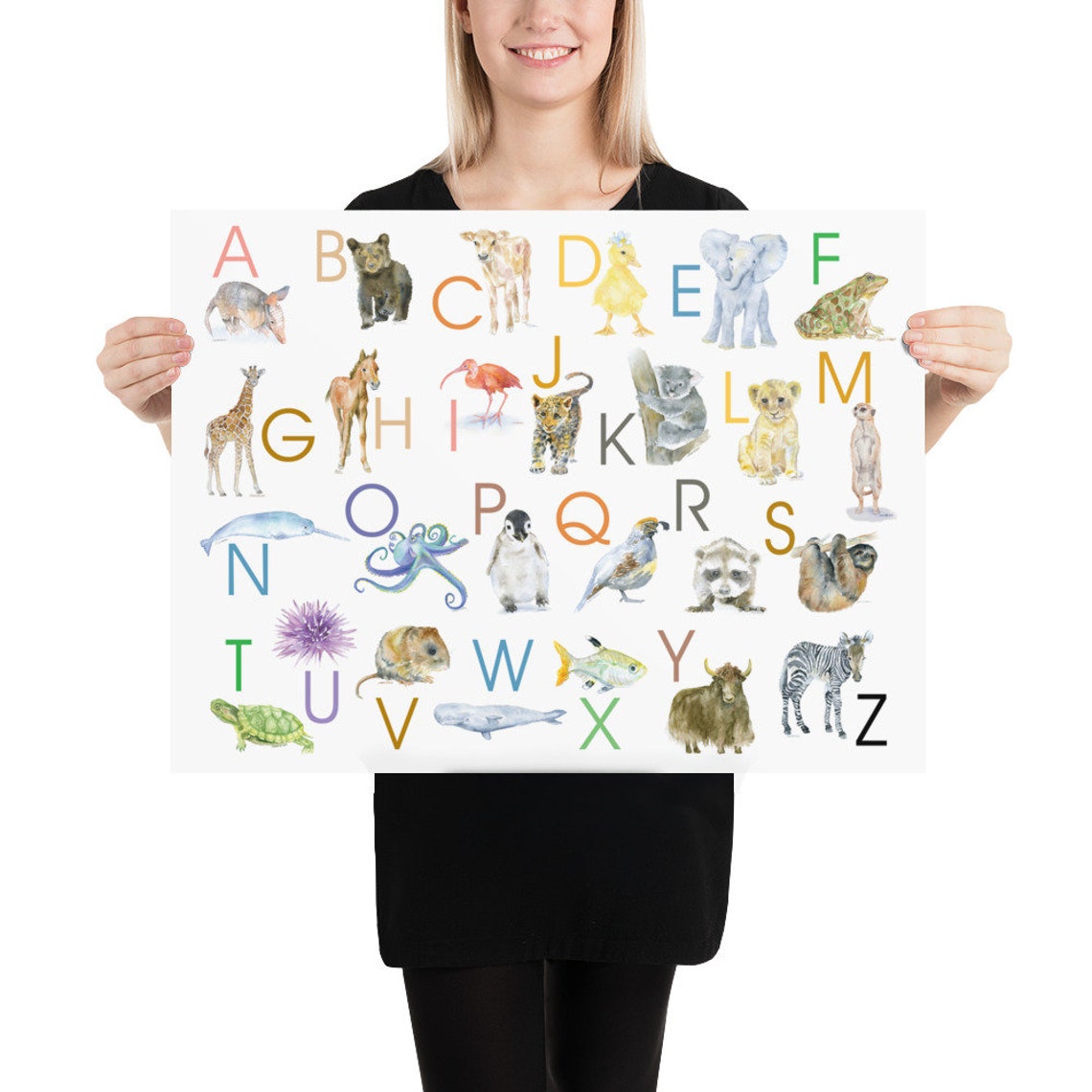 Animal Alphabet Watercolor Large Art Print 2 | Etsy