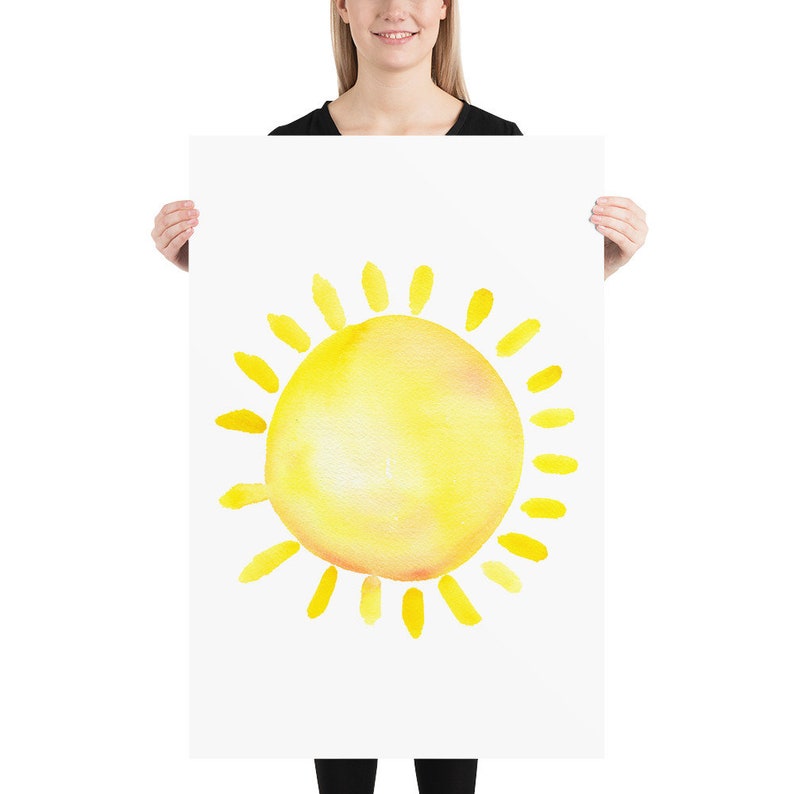 Sun Watercolor Bright Painting Poster - Etsy