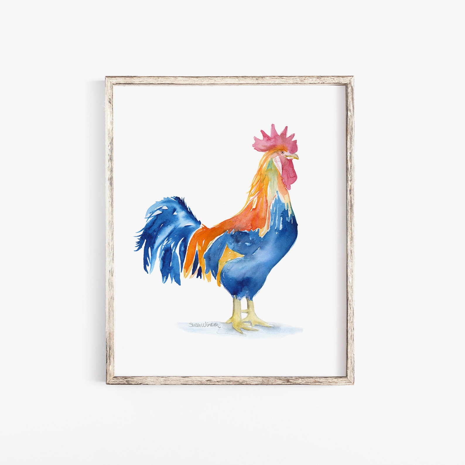 Rooster Watercolor Painting Giclee Print Fine Art Nursery Art - Farm ...