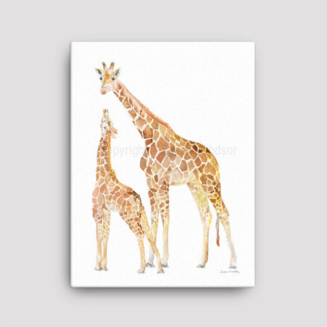 Mother and Baby Giraffes Watercolor Painting 12 X 16 Gallery - Etsy