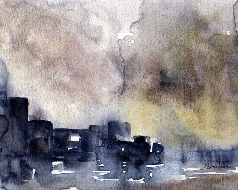 Watercolor Painting Abstract Cityscape Fine Art Print 10 X 8 - Etsy