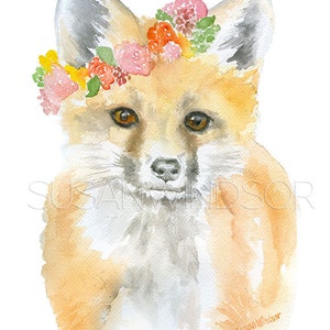 Watercolor Animal Floral Art Prints Set of 4 Deer Fox - Etsy Hong Kong