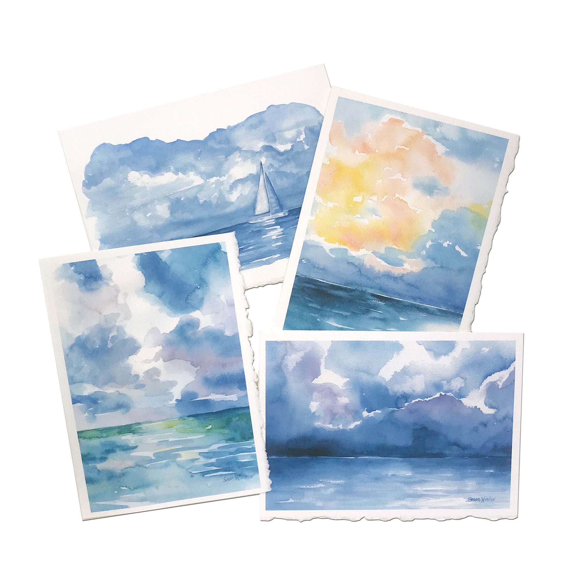Ocean Watercolor Painting Greeting Card Set of 4 | Etsy