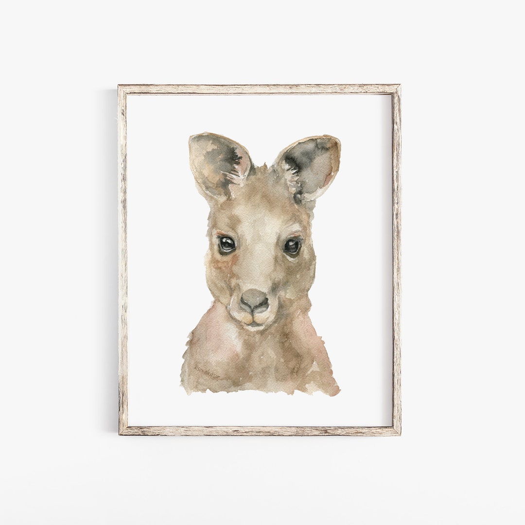 Kangaroo Watercolor Painting Giclee Print Reproduction - Australian ...