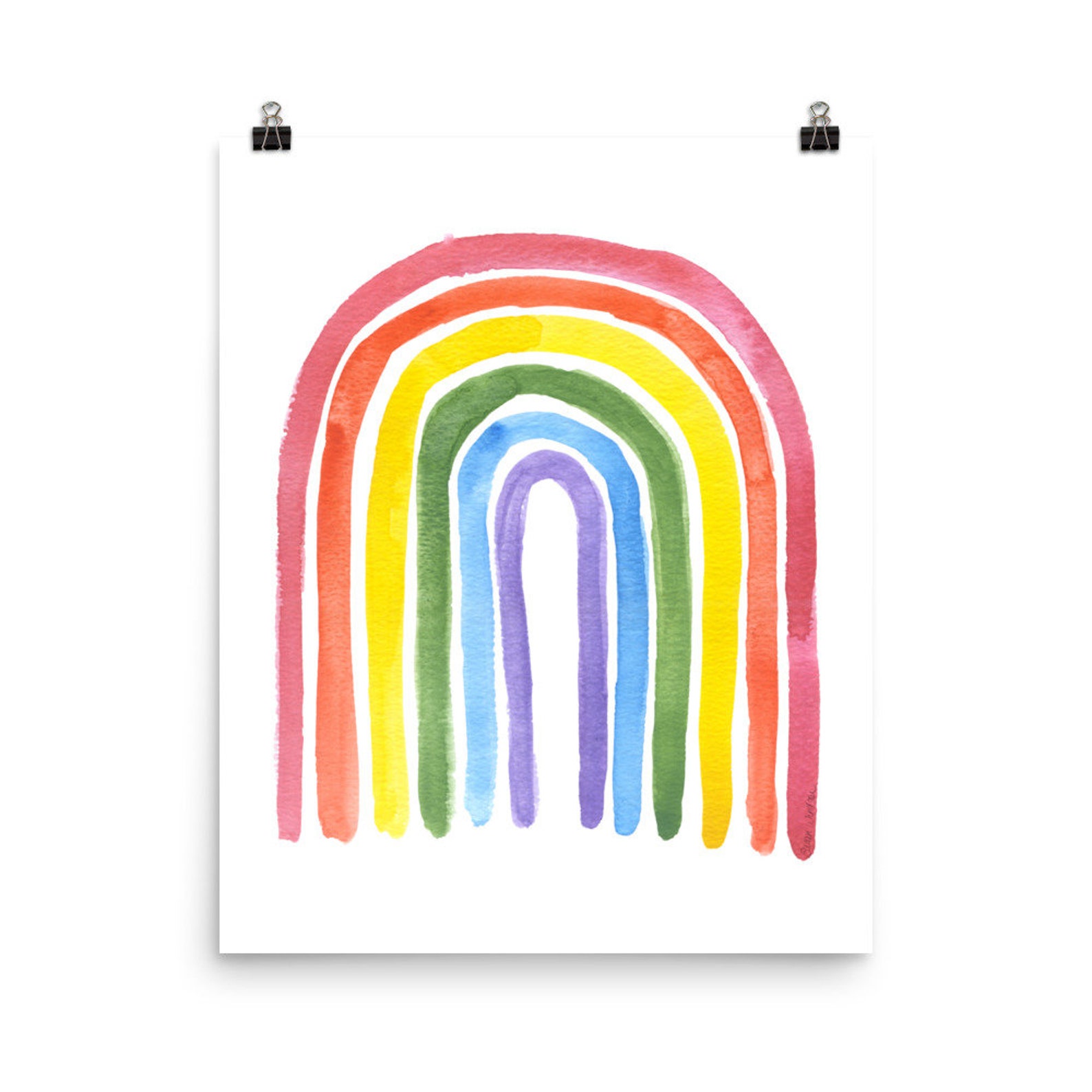 Rainbow Watercolor Large Poster Print - Etsy