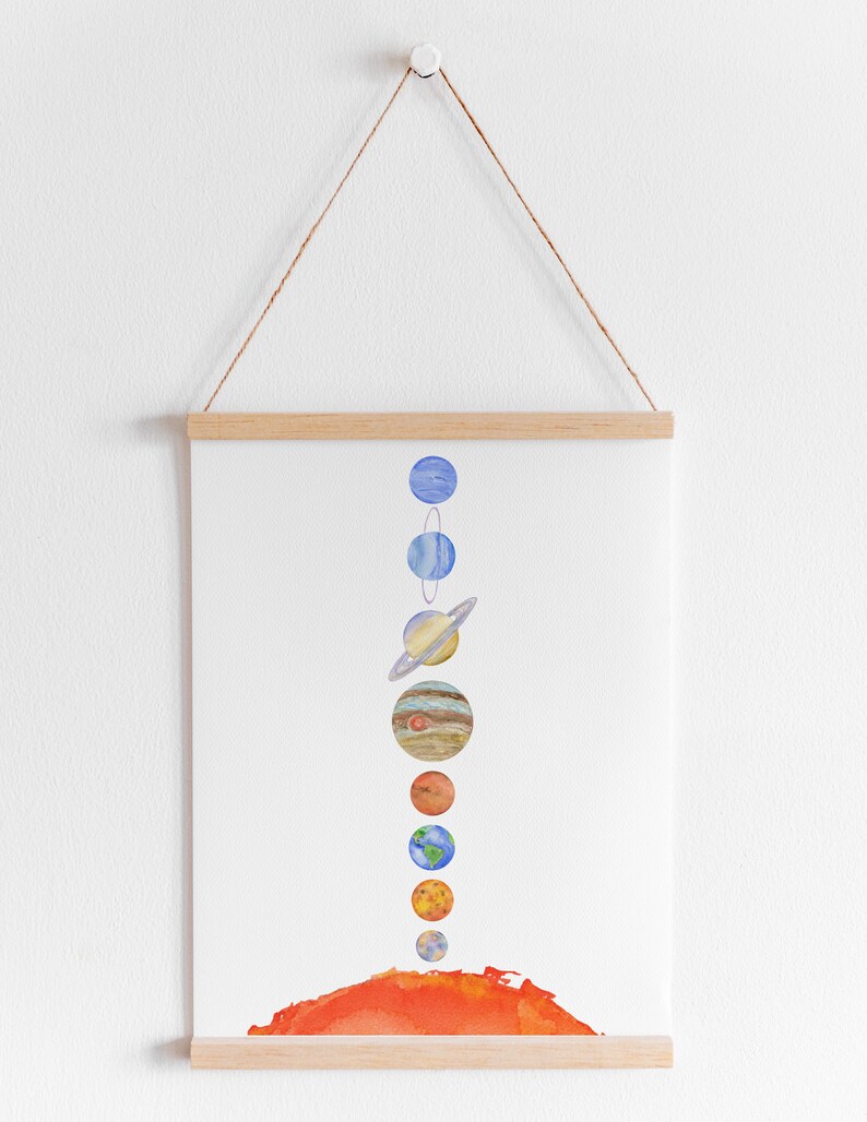 Solar System Watercolor Art Print Large Poster Print - Etsy
