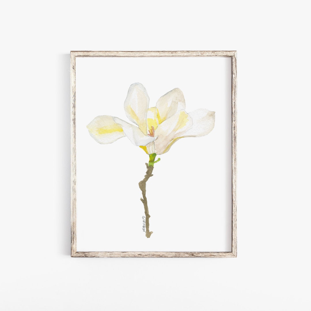 White Magnolia Watercolor Painting Giclee Print Floral Wall Decor ...