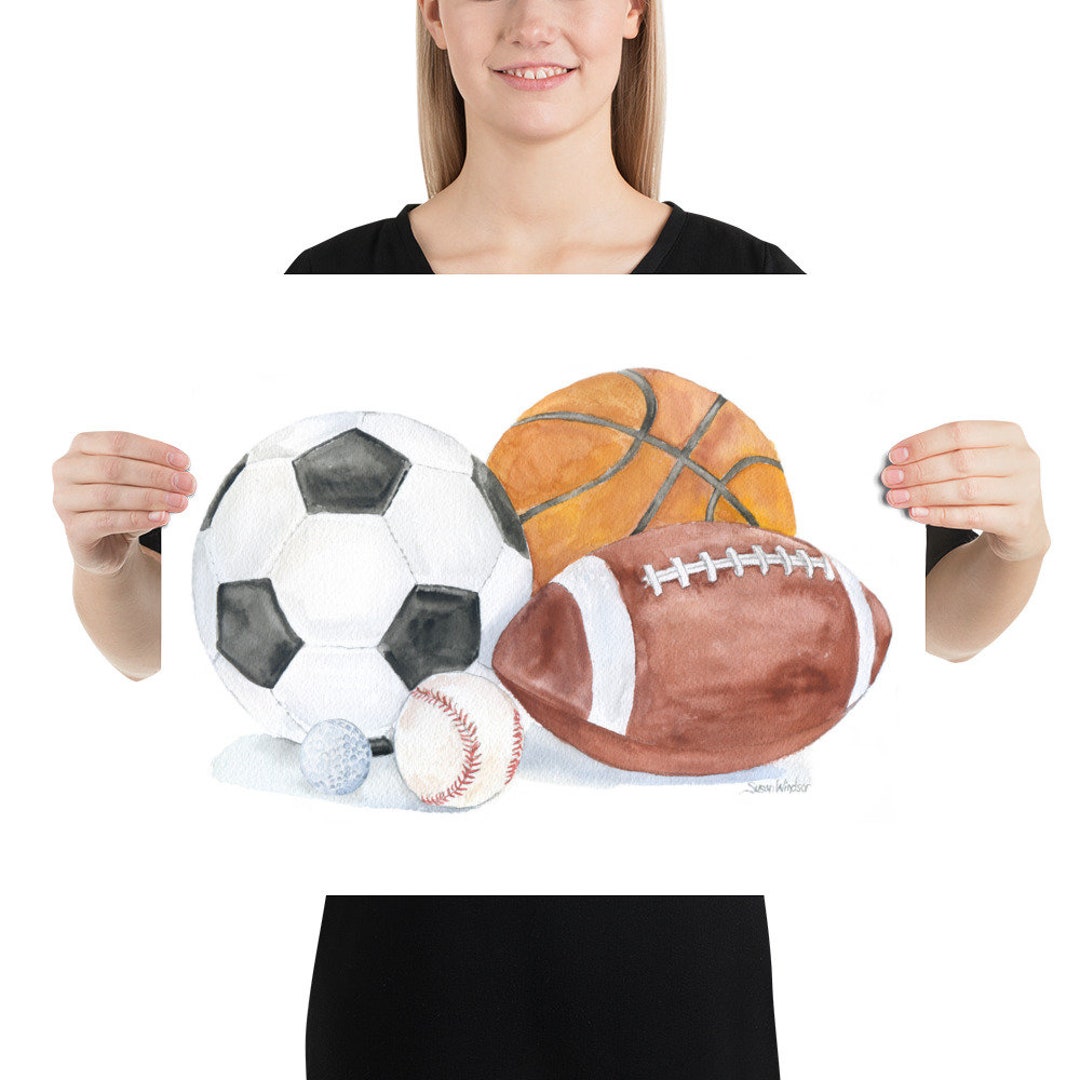 Sports Balls Watercolor Large Poster Print UNFRAMED - Etsy