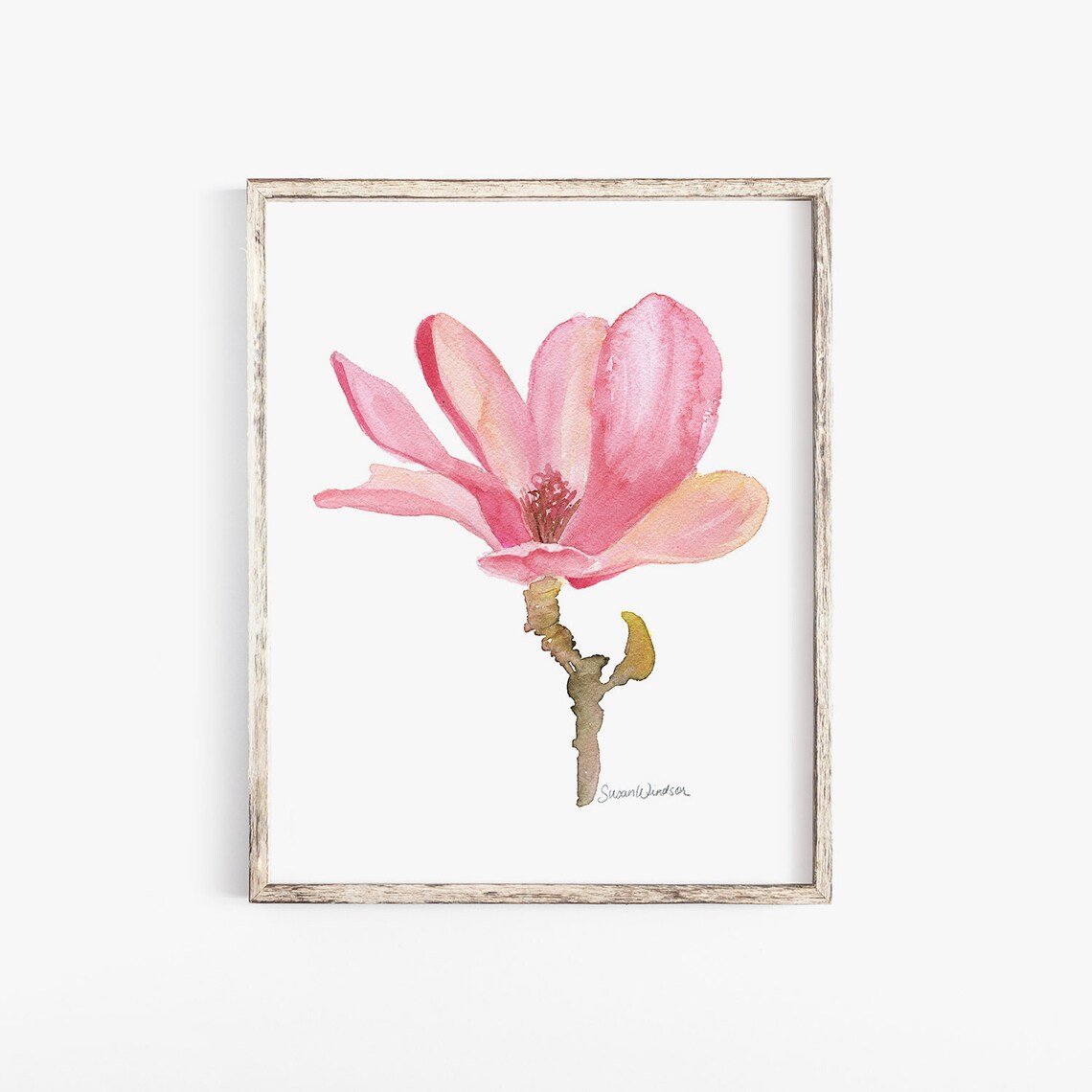 Pink Magnolia Watercolor Painting Giclee Print Floral - Etsy