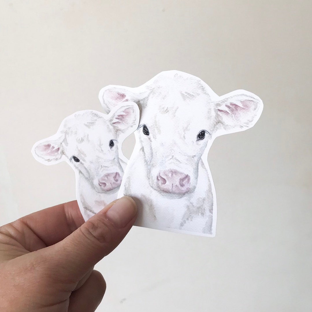 White Calf Watercolor Vinyl Sticker - for Water Bottles and Laptops - Etsy