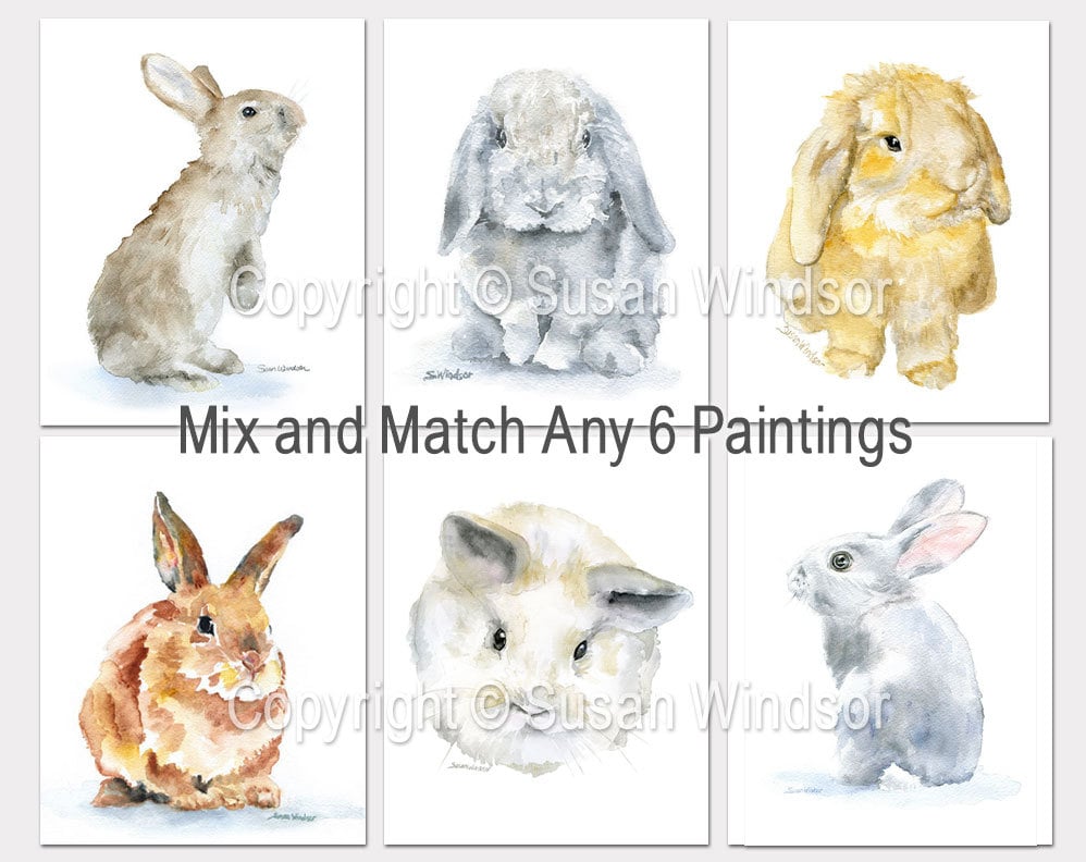 Watercolor Animal Art Prints - Set of 6 - Mix and Match Paintings ...