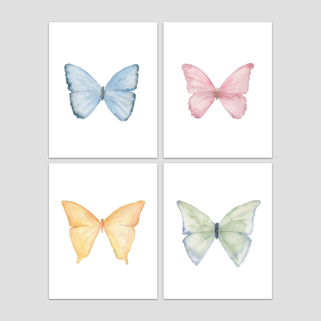 Pastel Butterflies Watercolor Art Prints Set of 4 Butterfly Art ...