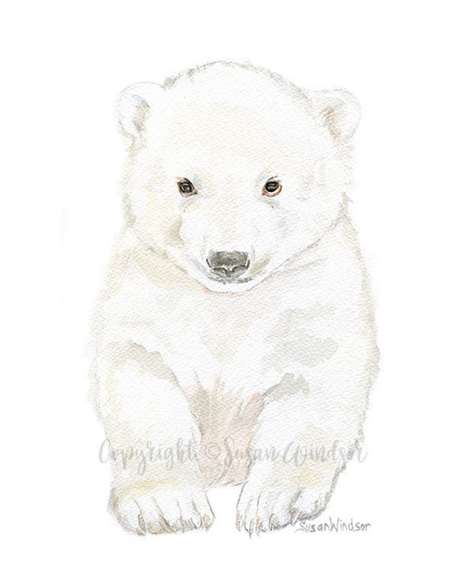 Polar Bear Cub Watercolor Painting Giclee Reproduction Nursery | Etsy