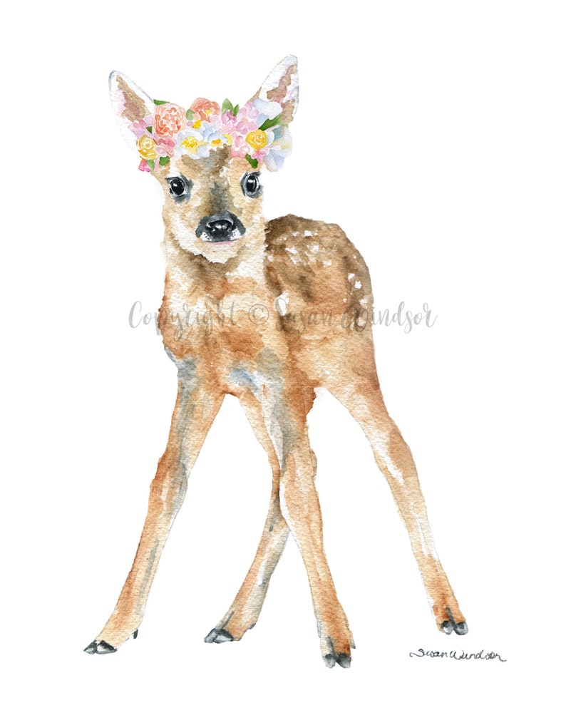 Woodland Animal Floral Watercolor Art Prints Set of 4 - Etsy