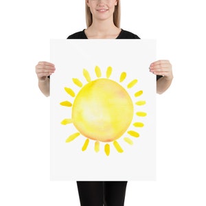 Sun Watercolor Bright Painting Poster UNFRAMED - Etsy