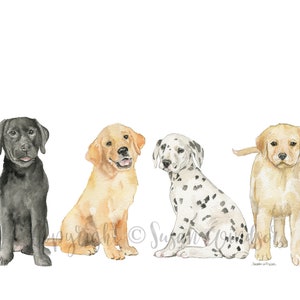Puppy Dogs Line up Watercolor Large Poster Print -- Puppies Nursery Art ...