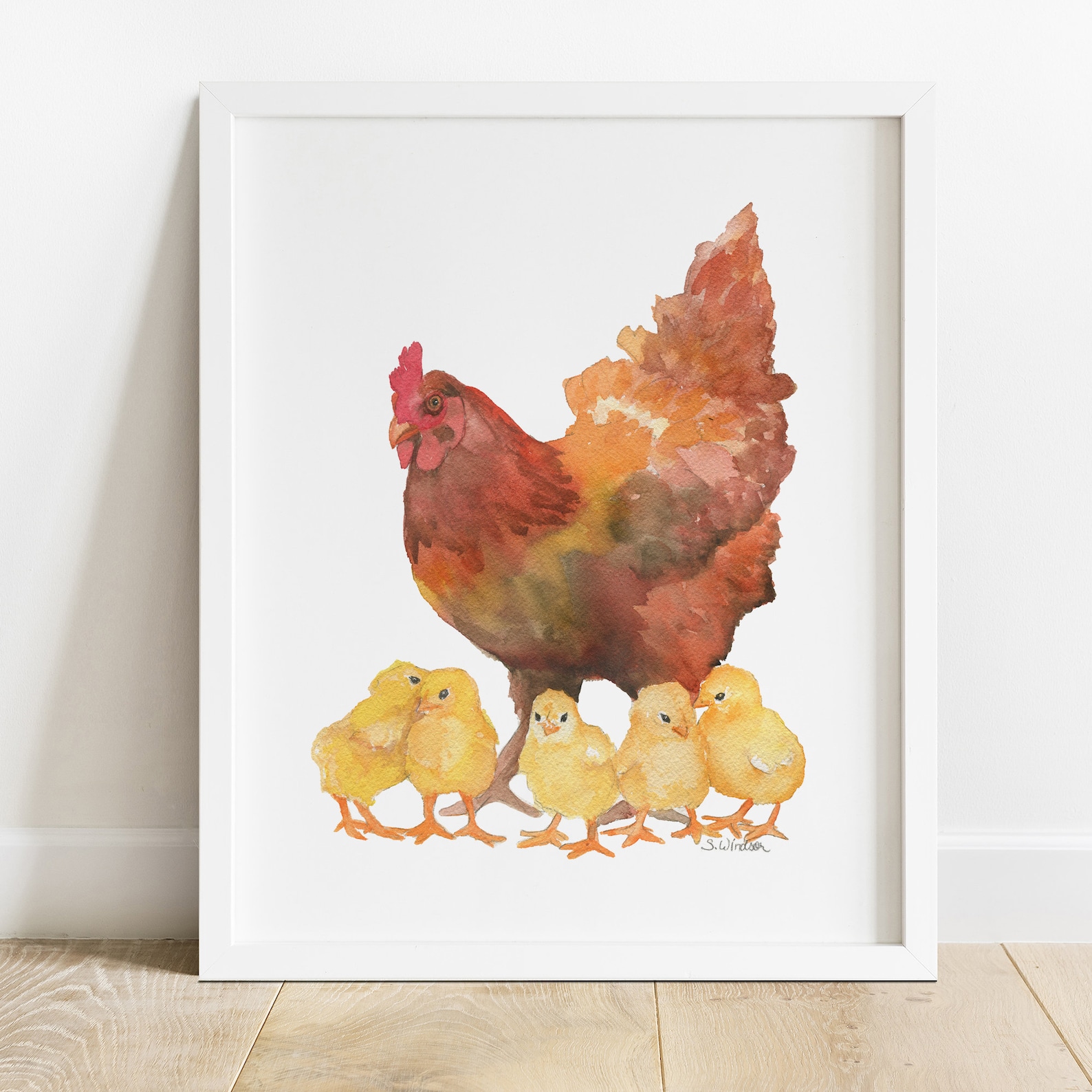 Hen and Chicks Watercolor Painting Fine Art Print UNFRAMED - Etsy