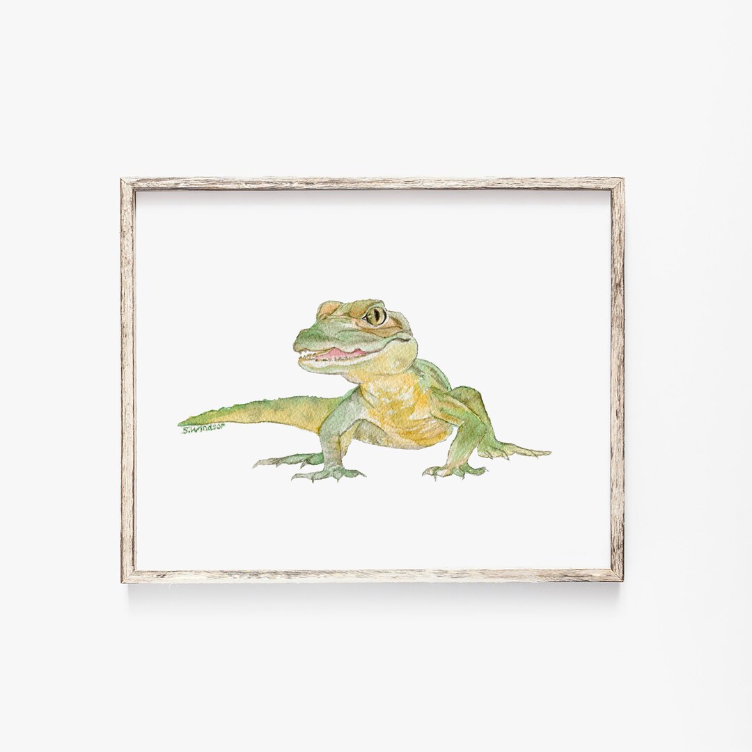 Alligator Baby Watercolor Painting Print - Giclee Fine Art Wall Art ...