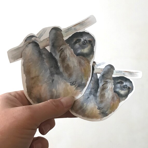 Sloth Watercolor Vinyl Sticker for Water Bottles Laptops | Etsy