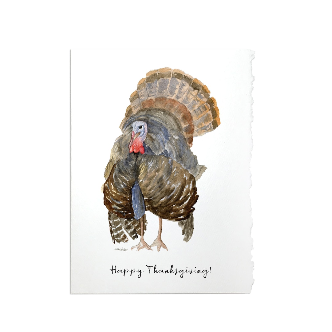 Turkey Watercolor Thanksgiving Cards Set of 10 Fall Autumn - Etsy
