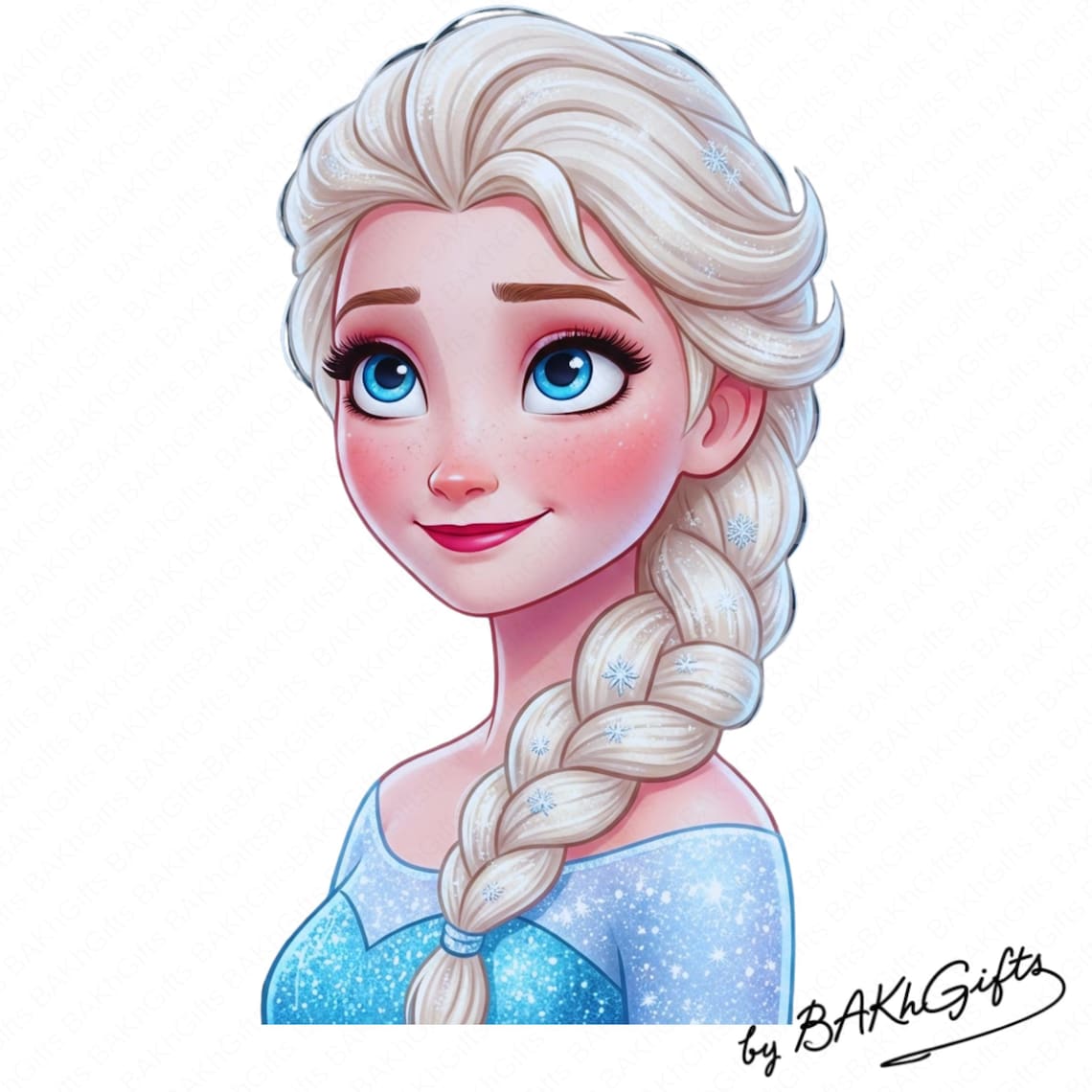 Clipart Elsa Princess, Kawaii Cartoon Image, Digital Design Frozen PNG ...