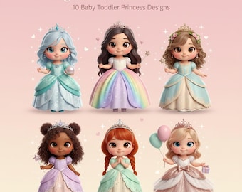 3D Princess Clipart, Baby Toddler Princess Png Bundle, Princess Decor ...
