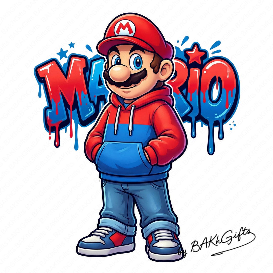 Super Mario Graffiti Street Style PNG: Commercial Use Clipart (digital ...