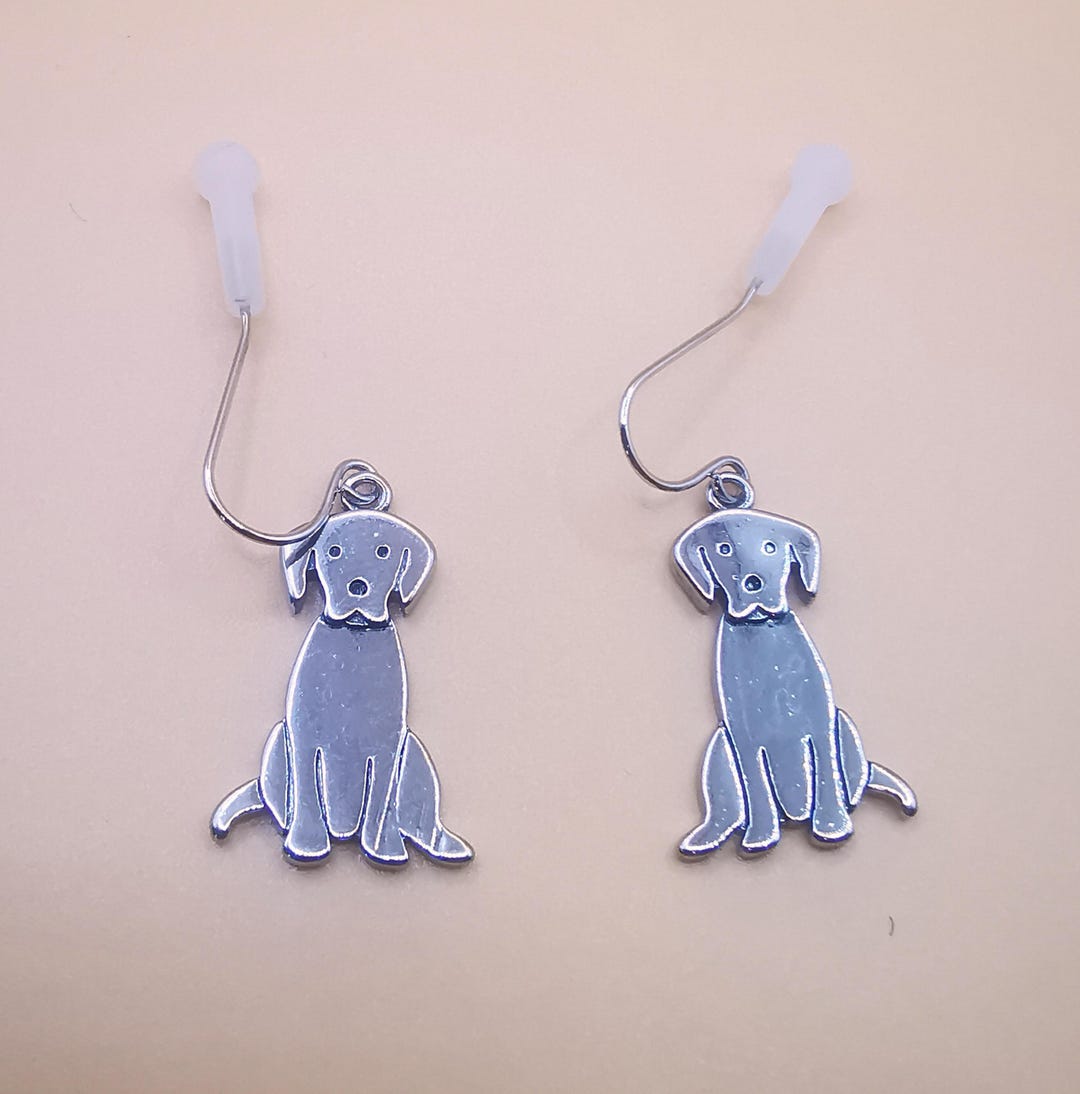 Labrador Dog Dangle Earrings, White K Plated, Dog Lover Gift - Etsy