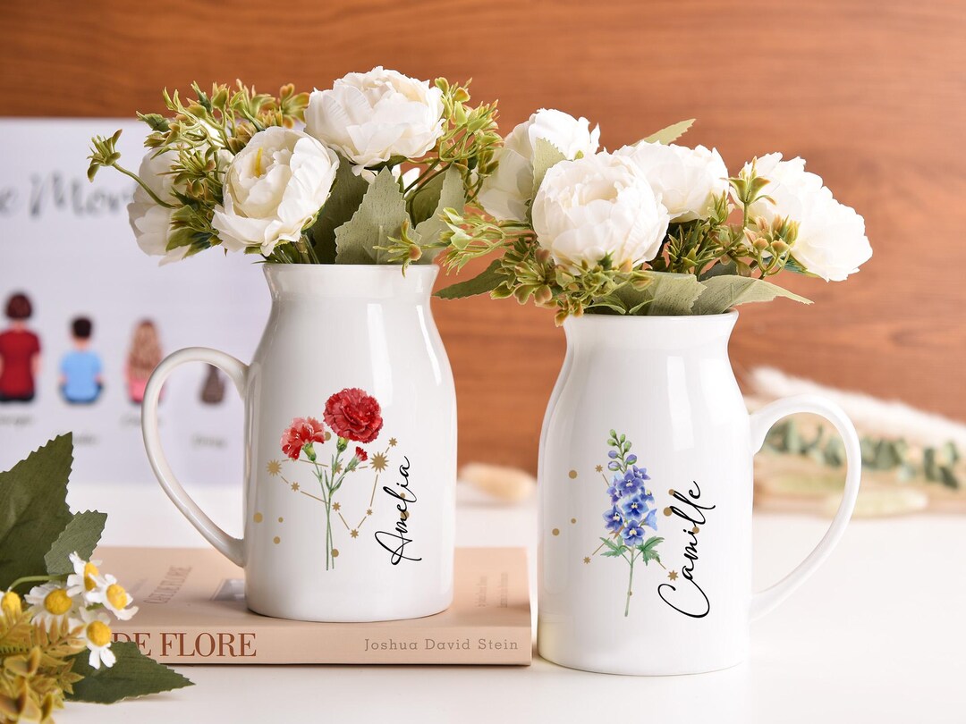 Personalized Birth Flower Vase,zodiac Sign Vase,flower Vase With ...
