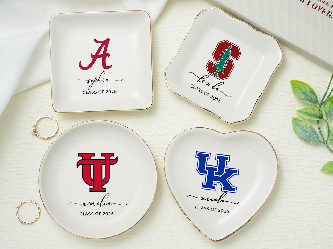 Custom University Logo Trinket Ring Dish, Graduation Gift for Her ...