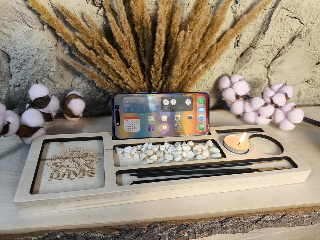Wooden Organizer, Organizer, Yoga Desk Accessories, Personalized ...