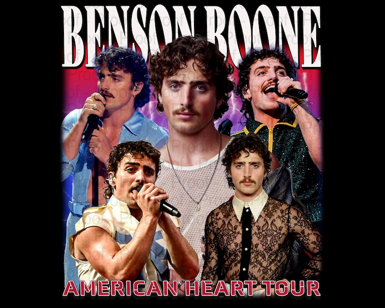Benson Boone American Heart Tour Tshirt PNG Design, Bootleg Tee ...