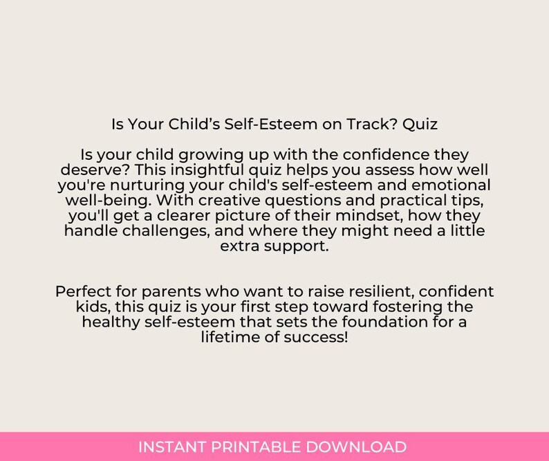 Is Your Child’s Self-esteem on Track? Quiz - Etsy
