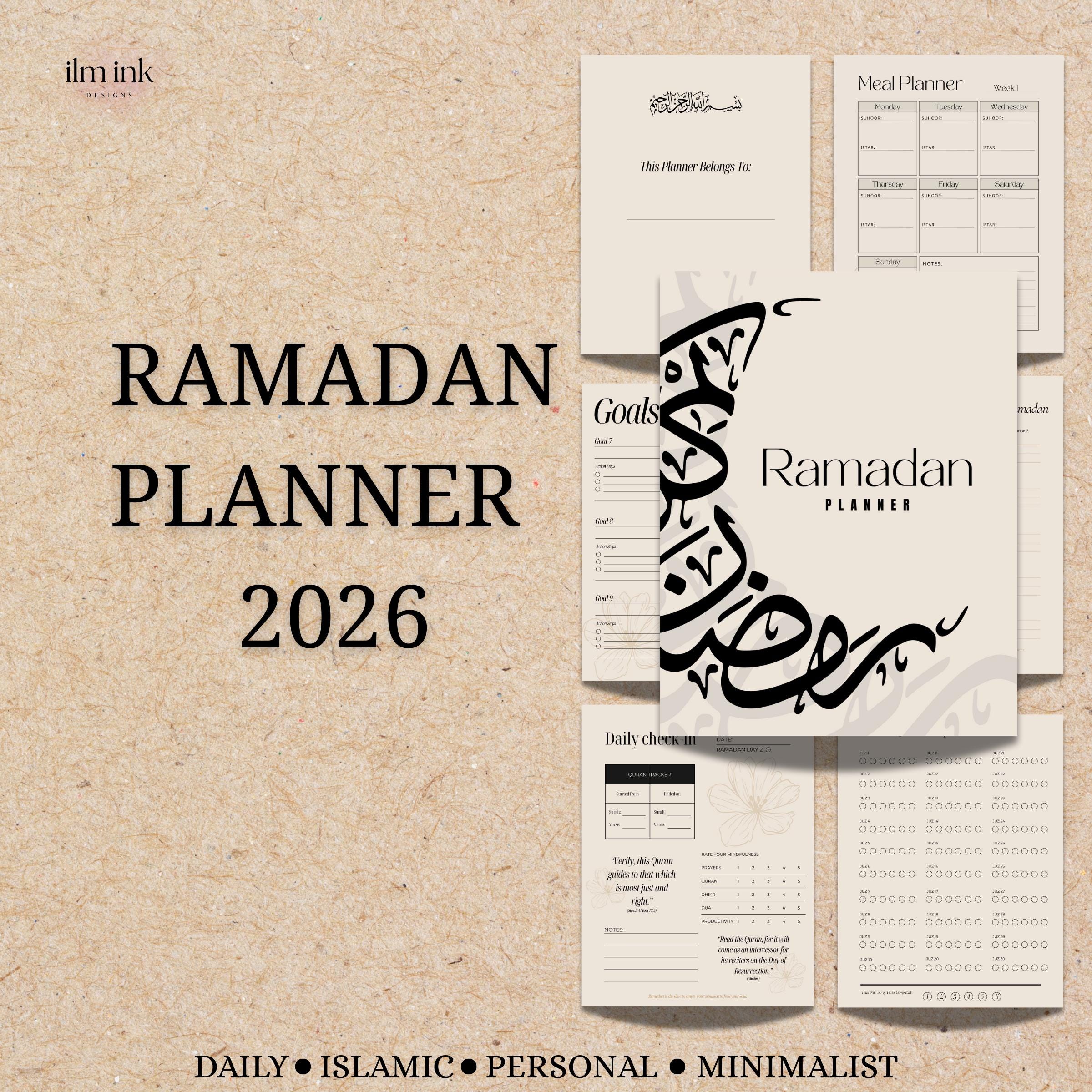Minimalist Ramadan Planner 2026 | Printable Ramadan Journal, Daily ...