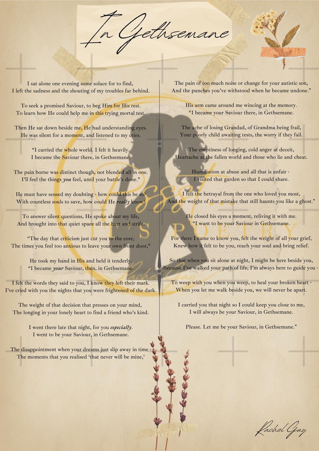 In Gethsemane Poem- Pdf, Printable, Christian, Faith, Jesus, Christ ...
