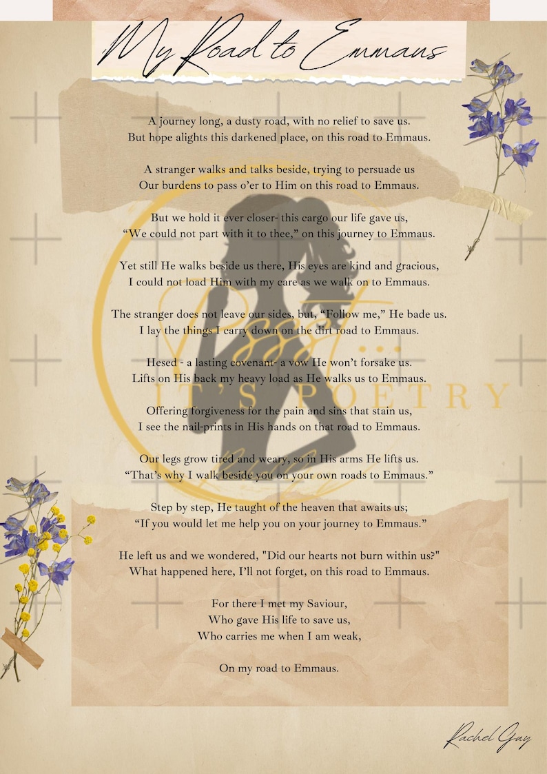 My Road to Emmaus Poem - Pdf, Printable, Christian, Faith, Jesus ...