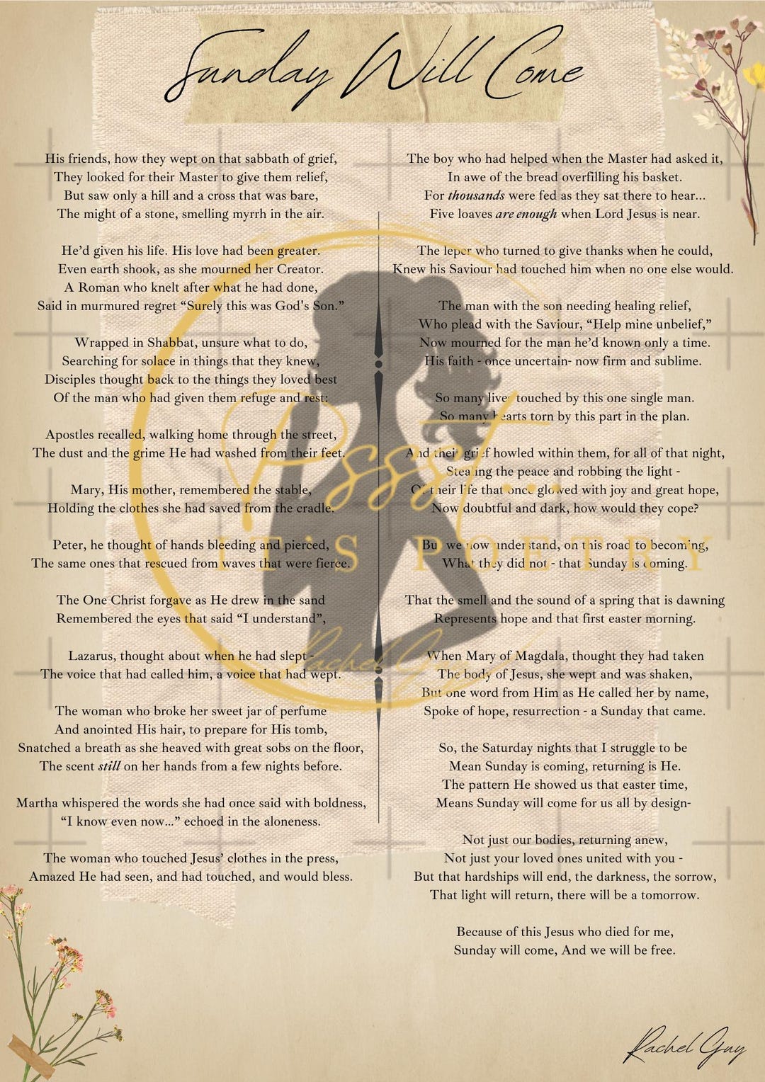 Sunday Will Come Poem- Pdf, Printable, Christian, Faith, Jesus, Christ ...