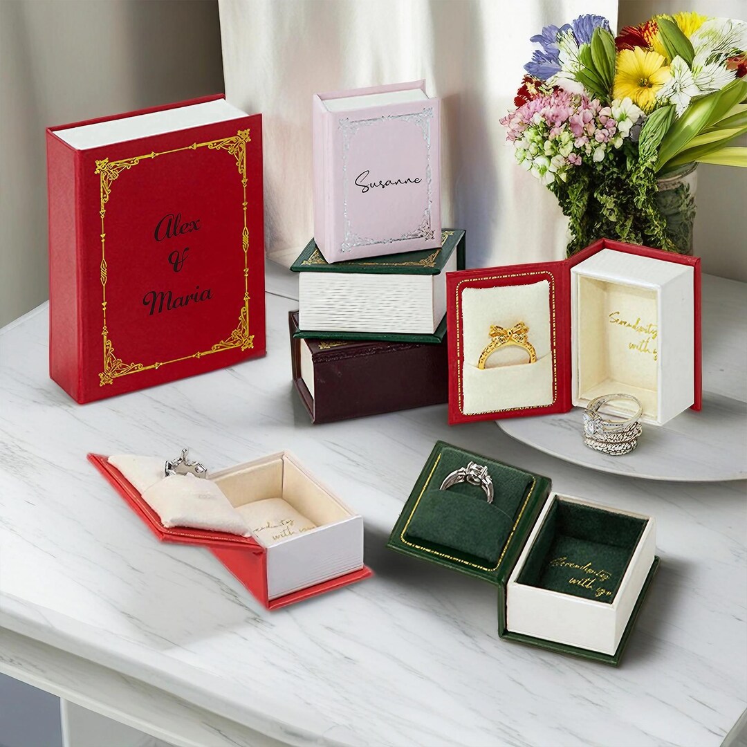 Personalized Wedding Ring Holder Custom Book Ring Box Unique Ring ...