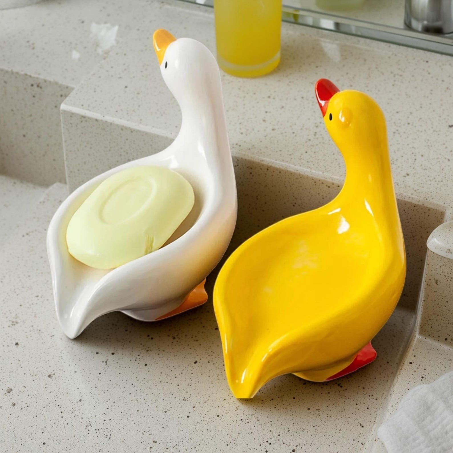 Personalized Ceramic Duck Soap Dish With Drain Hole, Cute Soap Holder ...