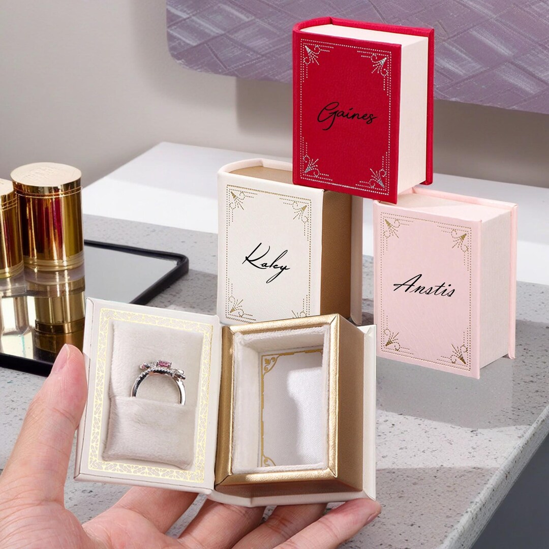 Personalized Wedding Ring Holder Custom Book Ring Box Unique Ring ...