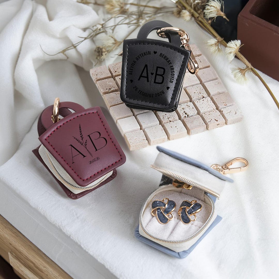 Personalization Mini Ring Holder Travel Jewelry Box,leather Ring Holder ...
