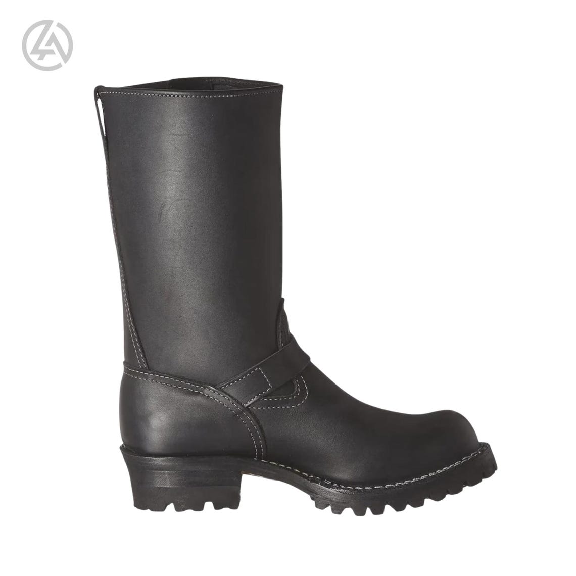 Handmade Black Leather Engineer Boots | Mid-calf Biker Motorcycle Boots ...