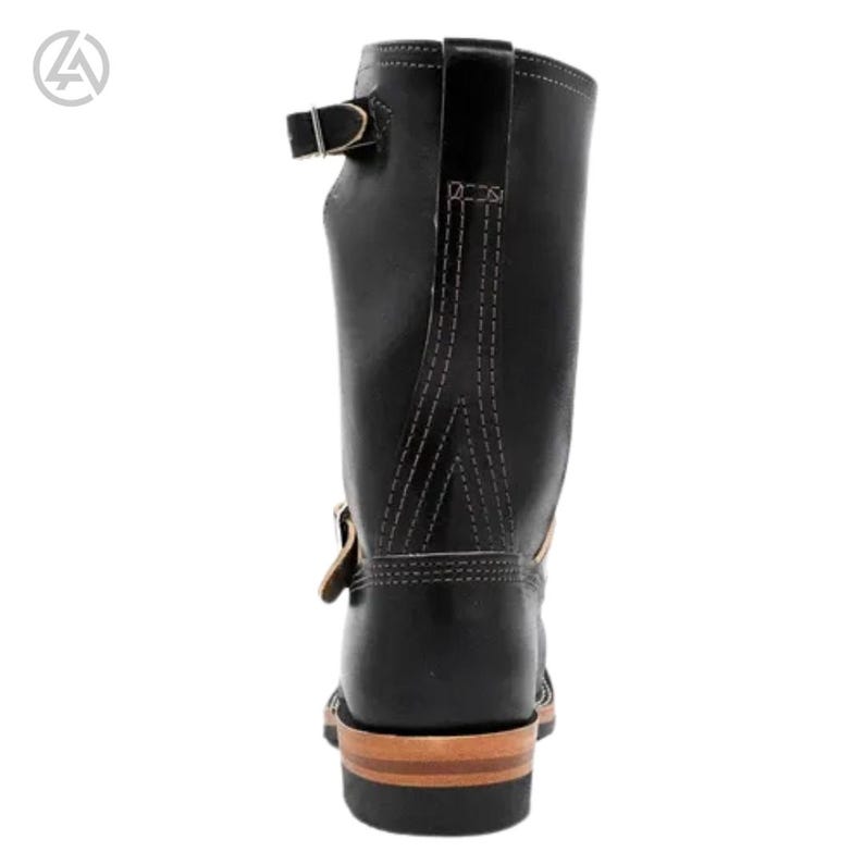 Men’s Black Leather Engineer Boots – Handmade Motorcycle Riding Boots ...