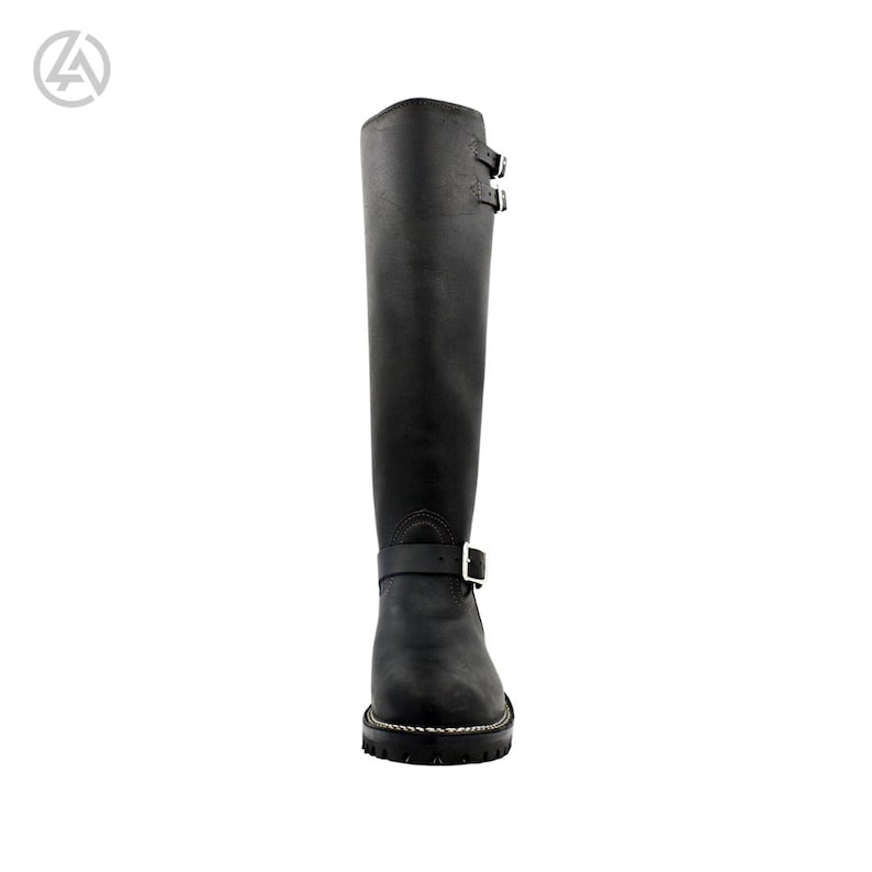 Men’s Black Leather Engineer Boots – Tall Motorcycle Boots With Double ...