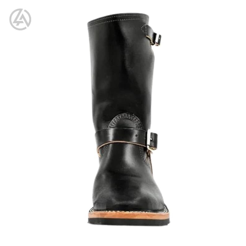 Men’s Black Leather Engineer Boots – Handmade Motorcycle Riding Boots ...
