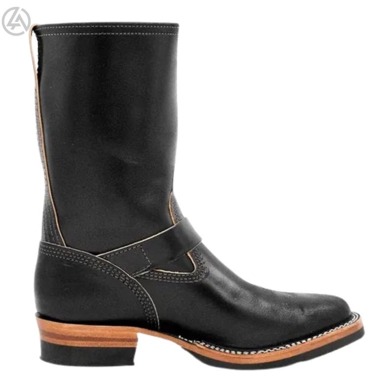 Men’s Black Leather Engineer Boots – Handmade Motorcycle Riding Boots ...
