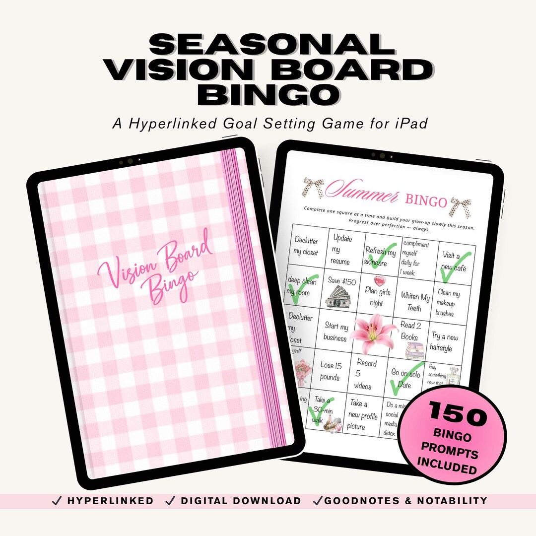 Seasonal Vision Board Bingo | Goal Setting Game | Productivity ...